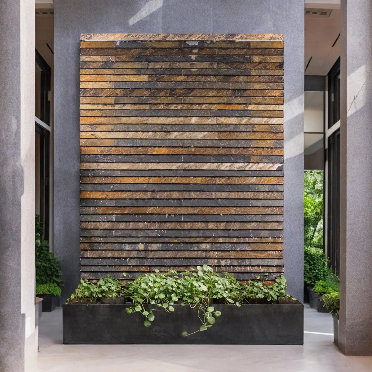 AVA WALL XXL – Luxuriöse Wasserwand Schiefer Braun 160 cm – CLIMAQUA