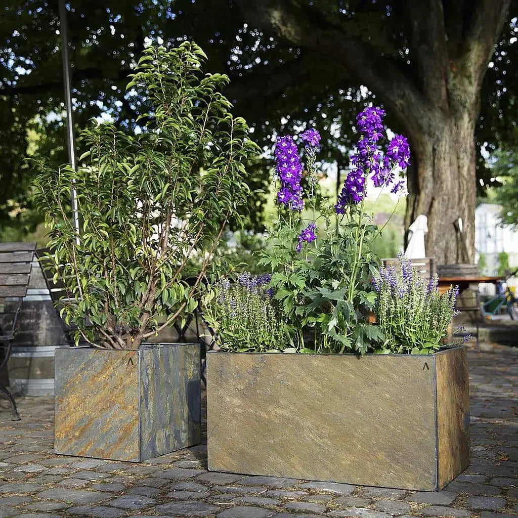 RECTO 80 Rusty – Pflanztrog Outdoor 80x60x40 cm Naturschiefer Braun – CLIMAQUA