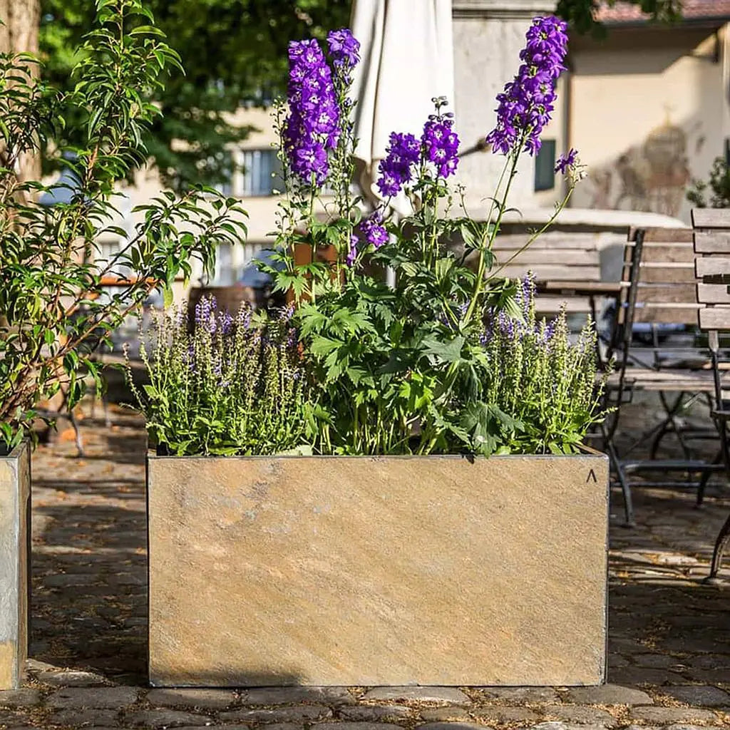 RECTO 80 Rusty – Pflanztrog Outdoor 80x60x40 cm Naturschiefer Braun – CLIMAQUA