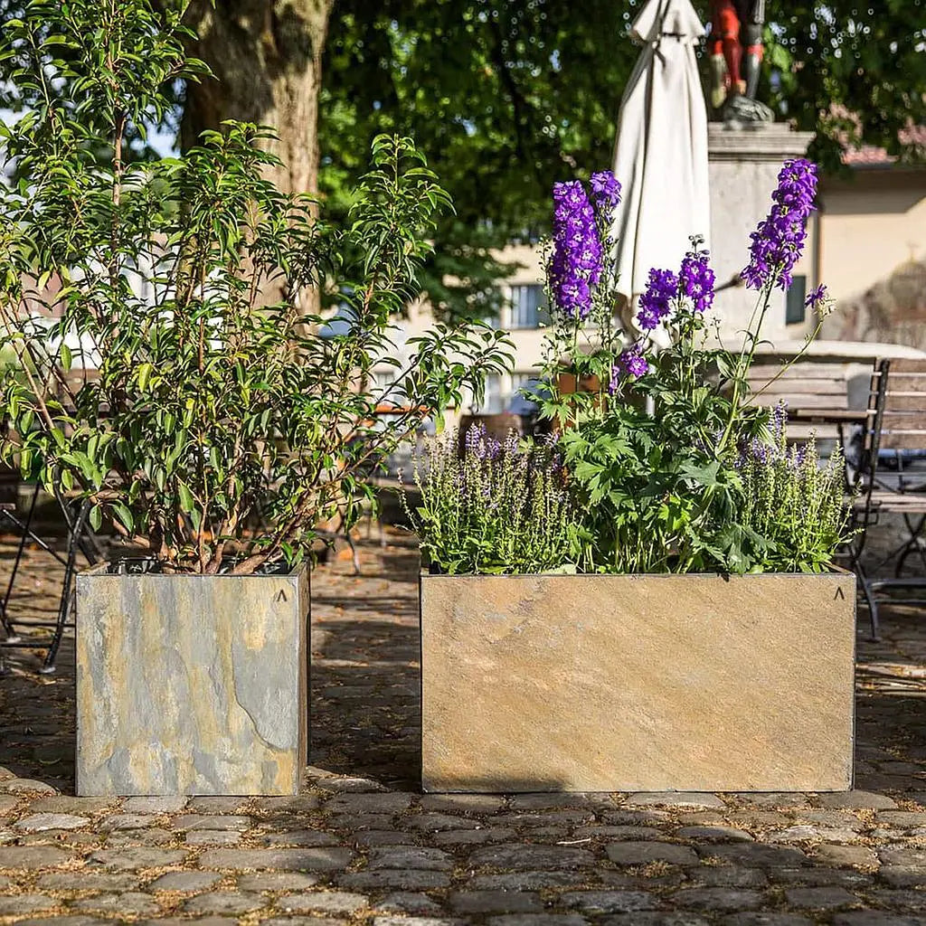 RECTO 80 Rusty – Pflanztrog Outdoor 80x60x40 cm Naturschiefer Braun – CLIMAQUA